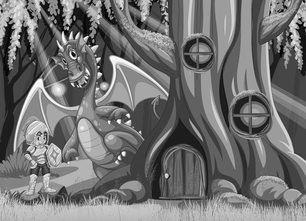 Knight and Red Dragon Wall Mural - PASWM