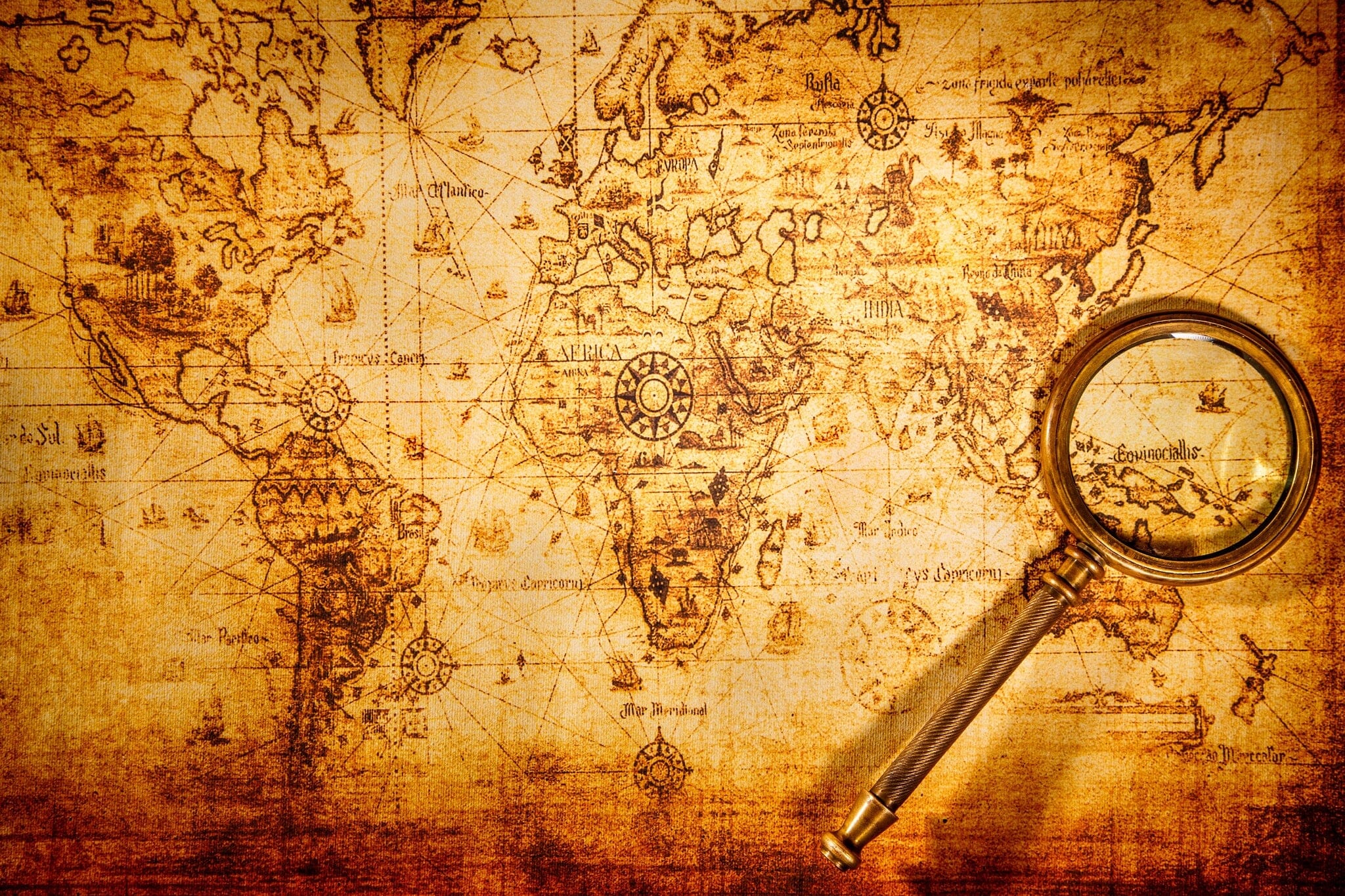 Aged World Map Wall Mural - PASWM