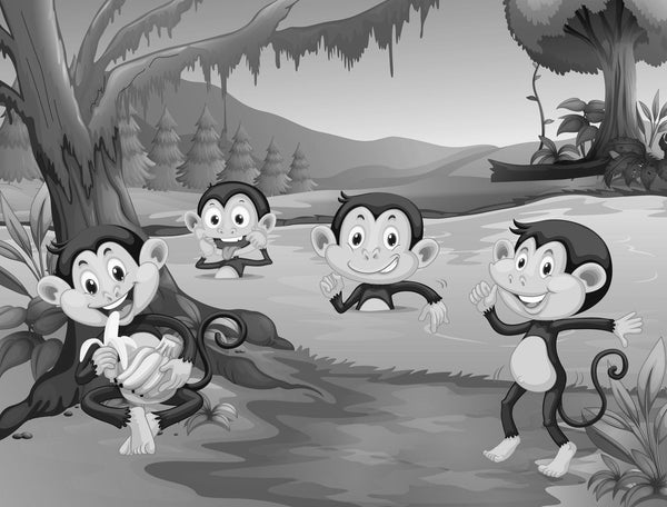 Jungle Monkey Mischief Wall Mural - PASWM