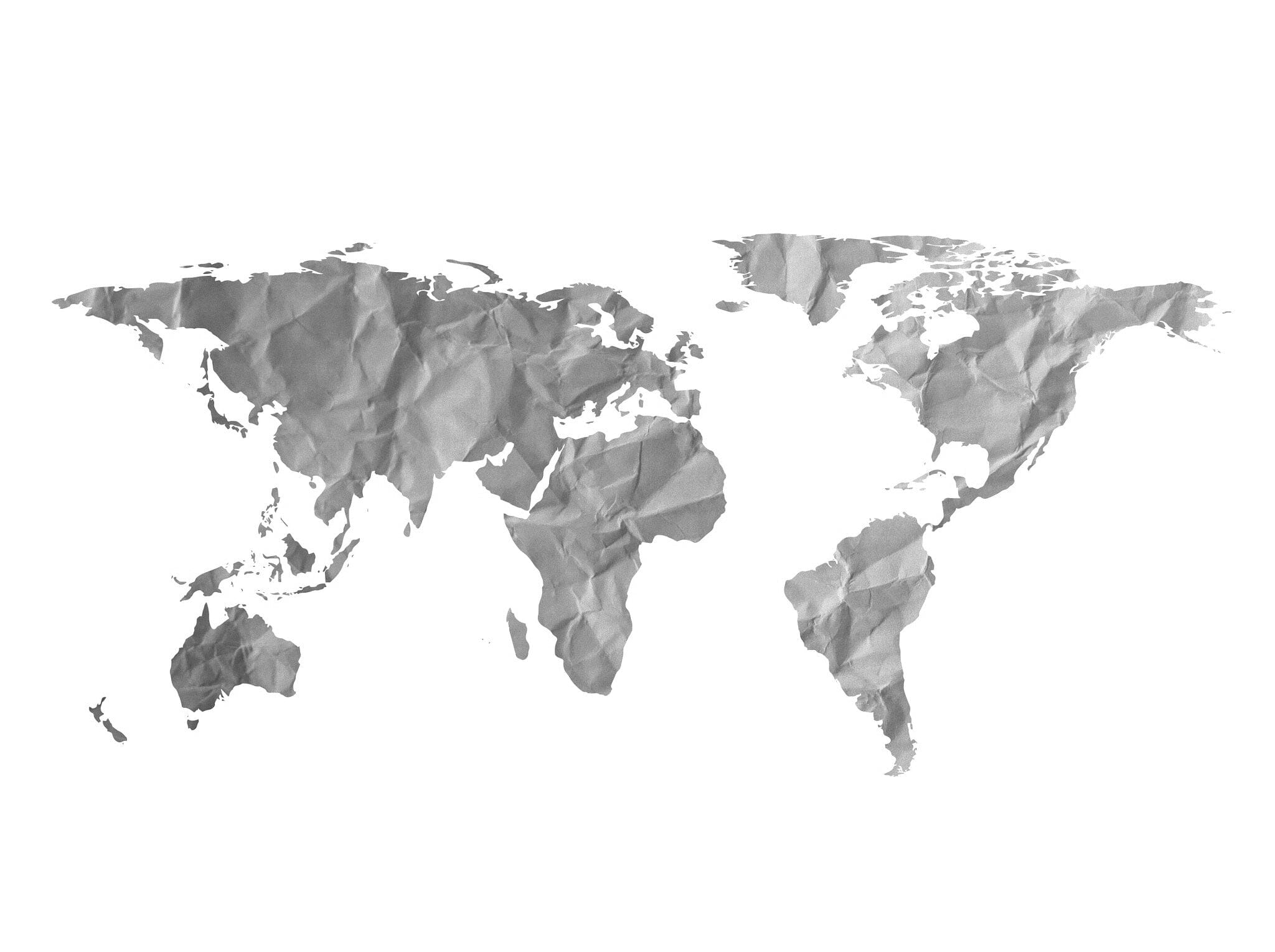 Crumpled Paper World Map Wall Mural - PASWM
