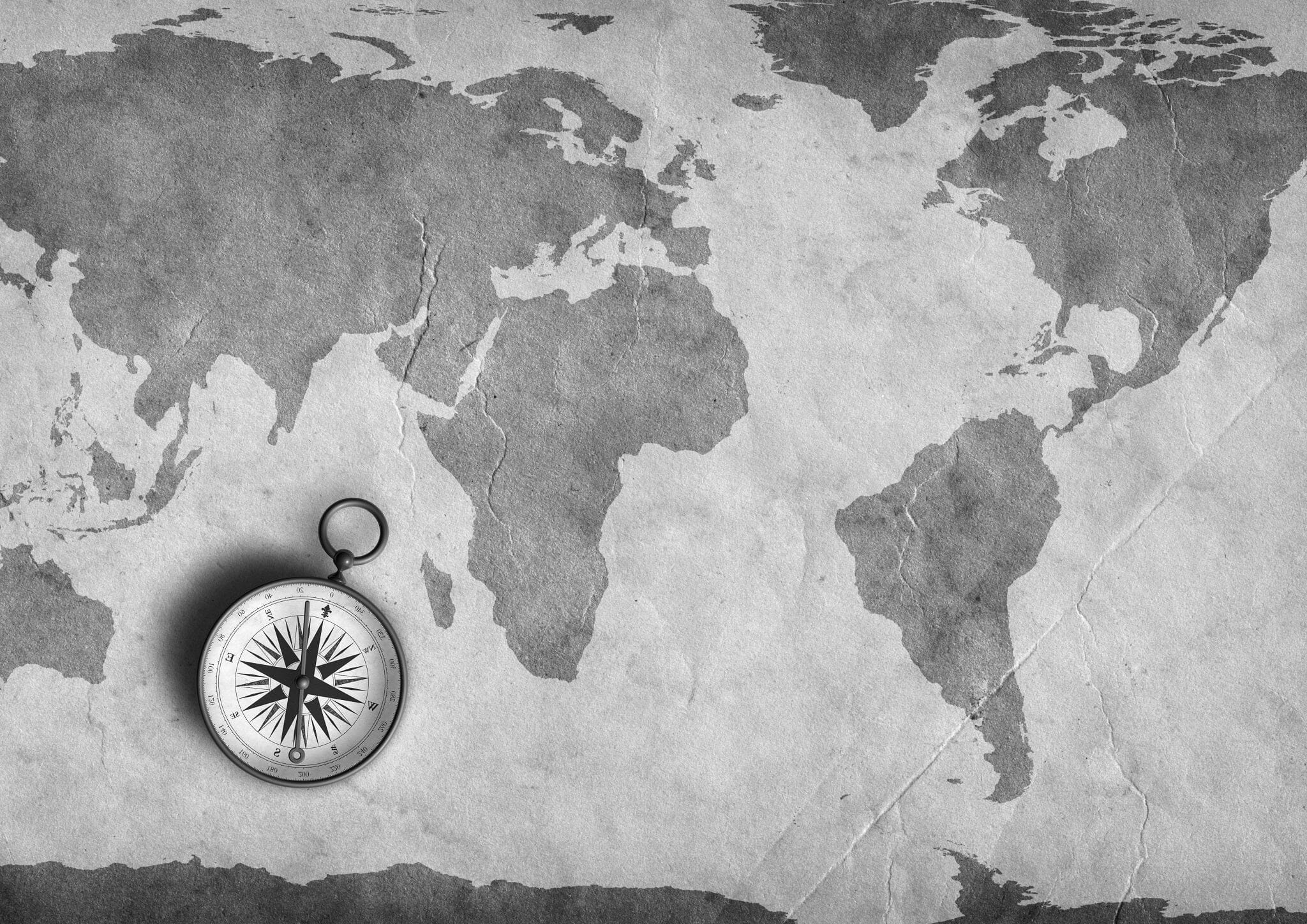 Old Compass and Map Peel and Stick Wall Mural - PASWM