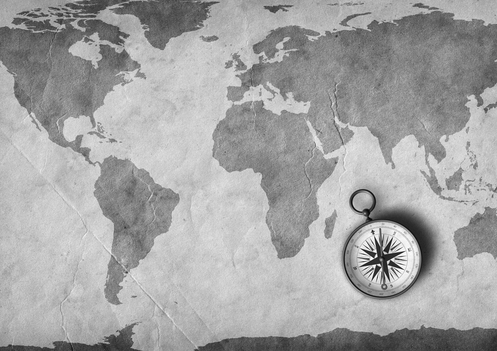 Old Compass and Map Peel and Stick Wall Mural - PASWM