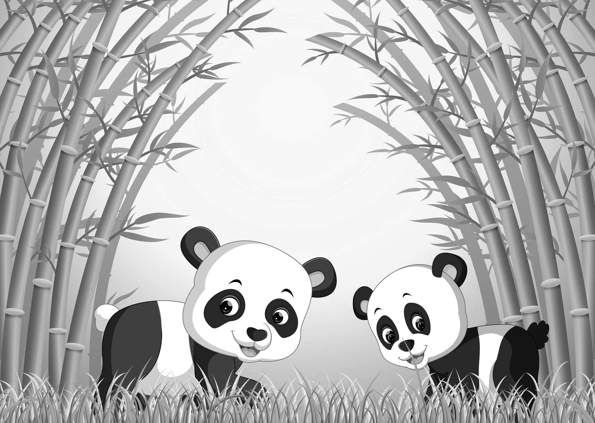 Two Cute Pandas Wall Mural - Peel and Stick Wall Murals