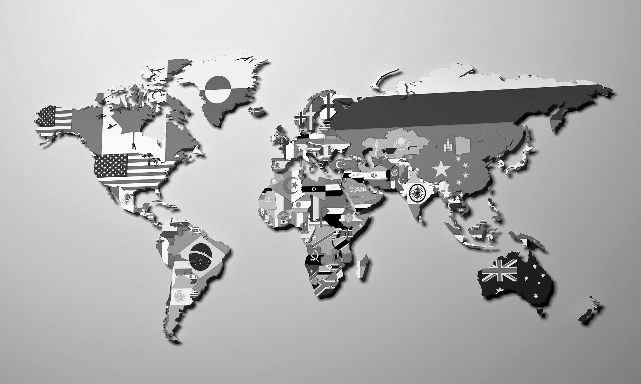 World Flag Map Wall Mural - PASWM