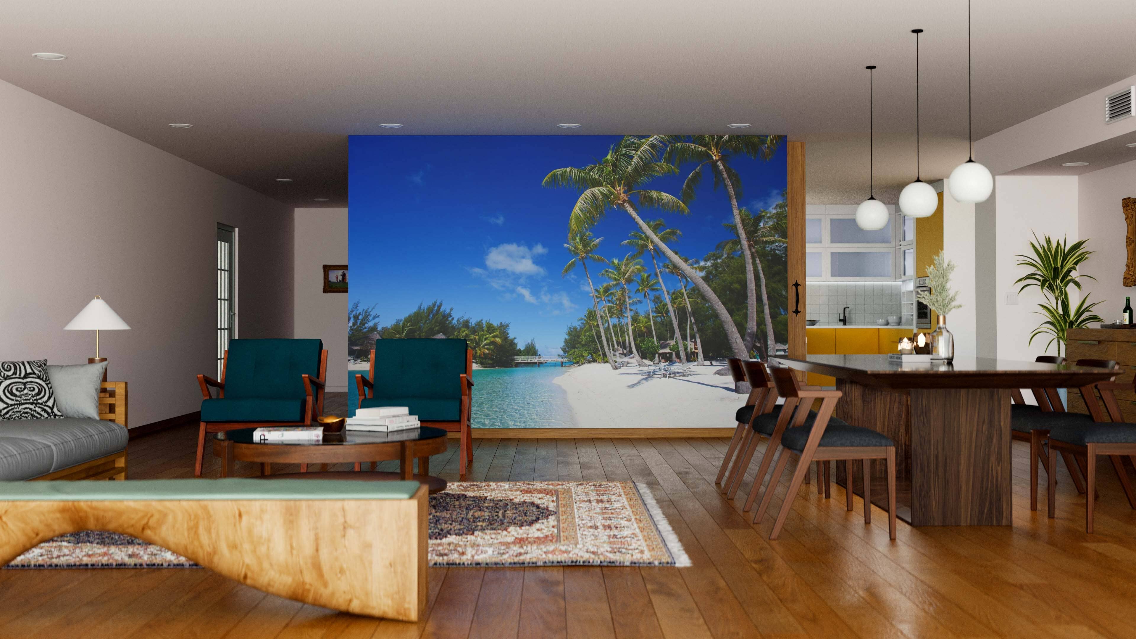 Beautiful Beach on Bora Bora Wall Mural - PASWM