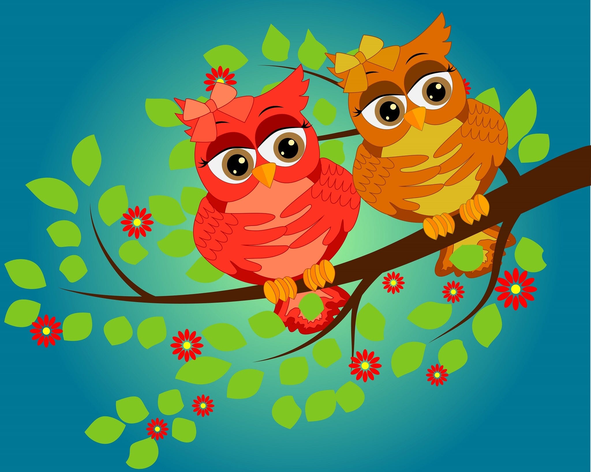 Bright Owls Wall Mural - PASWM