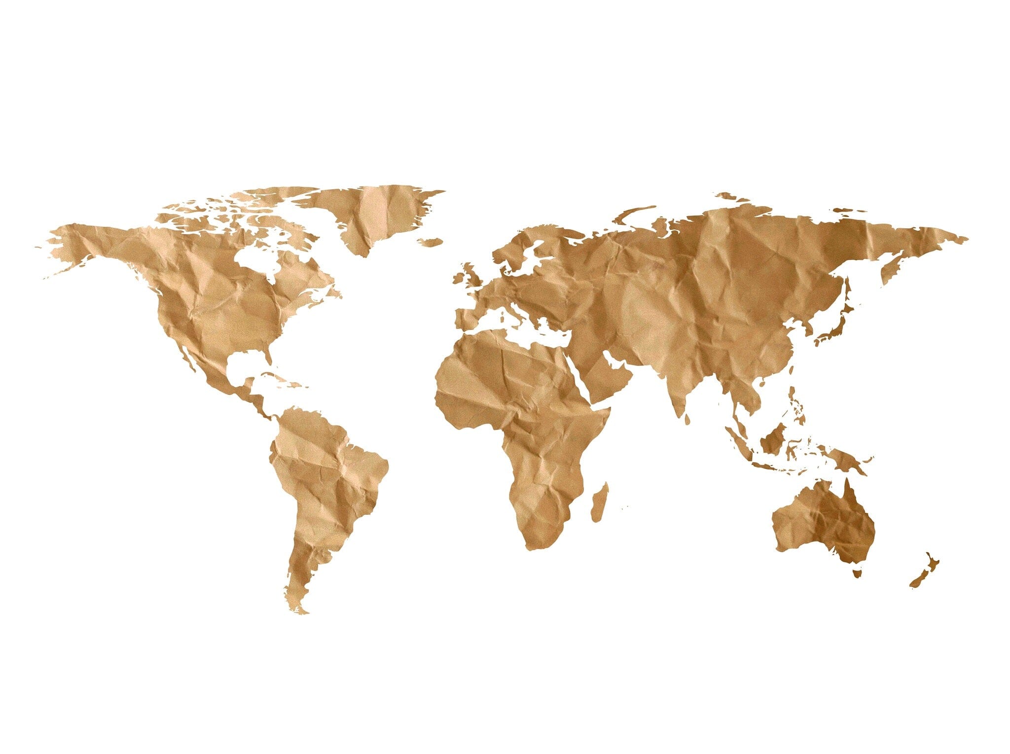 Crumpled Paper World Map Wall Mural - PASWM