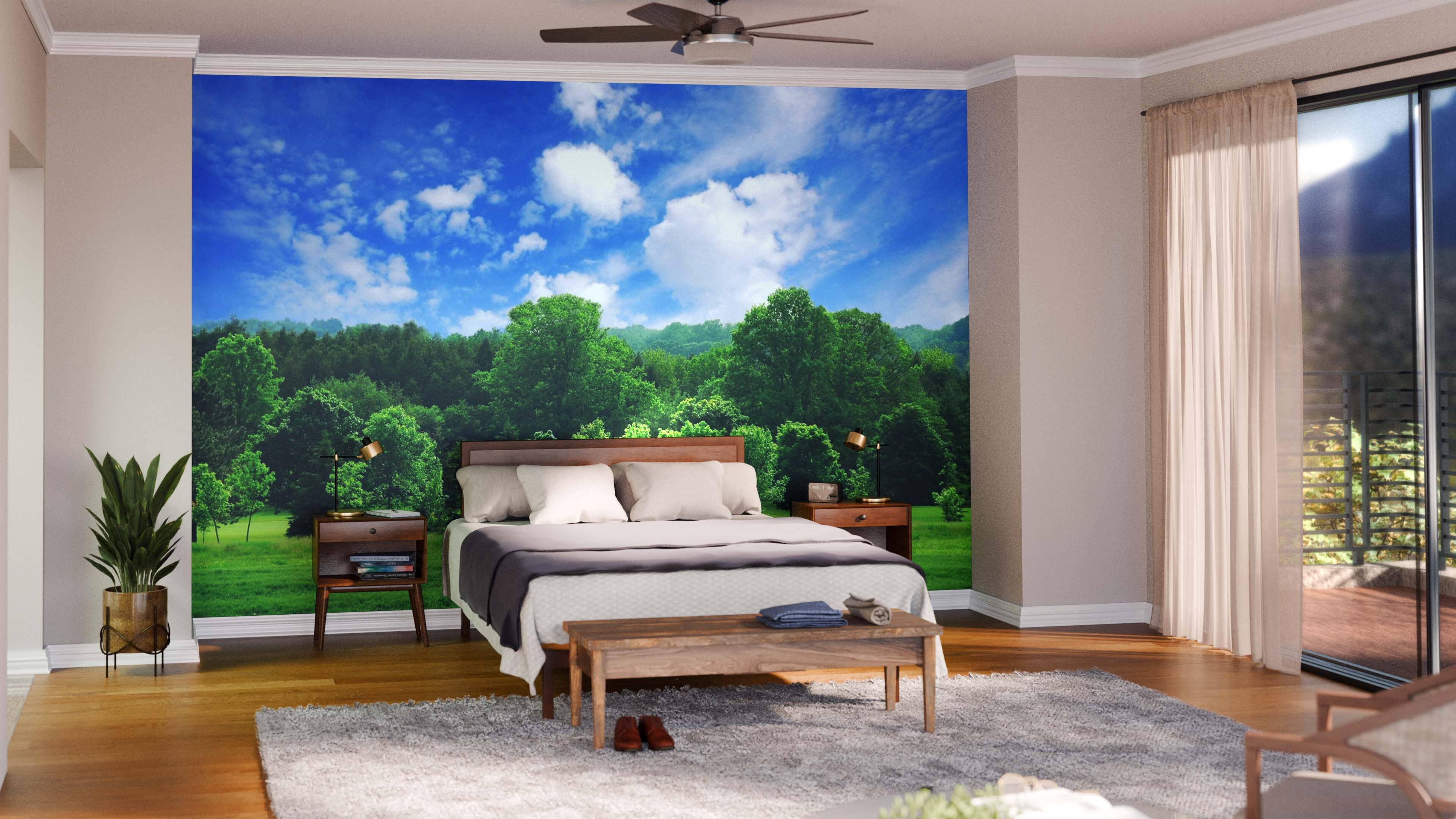 Green Forest Open Field Wall Mural - PASWM
