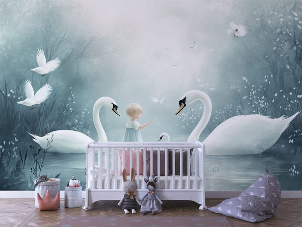 Little Swan Keeper Wall Mural - Peel and Stick Wall Murals