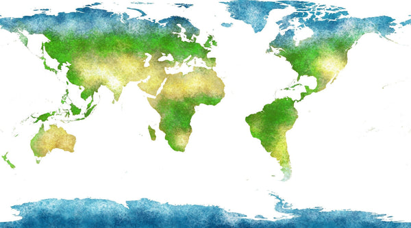 Blue Green World Map Wall Mural - PASWM
