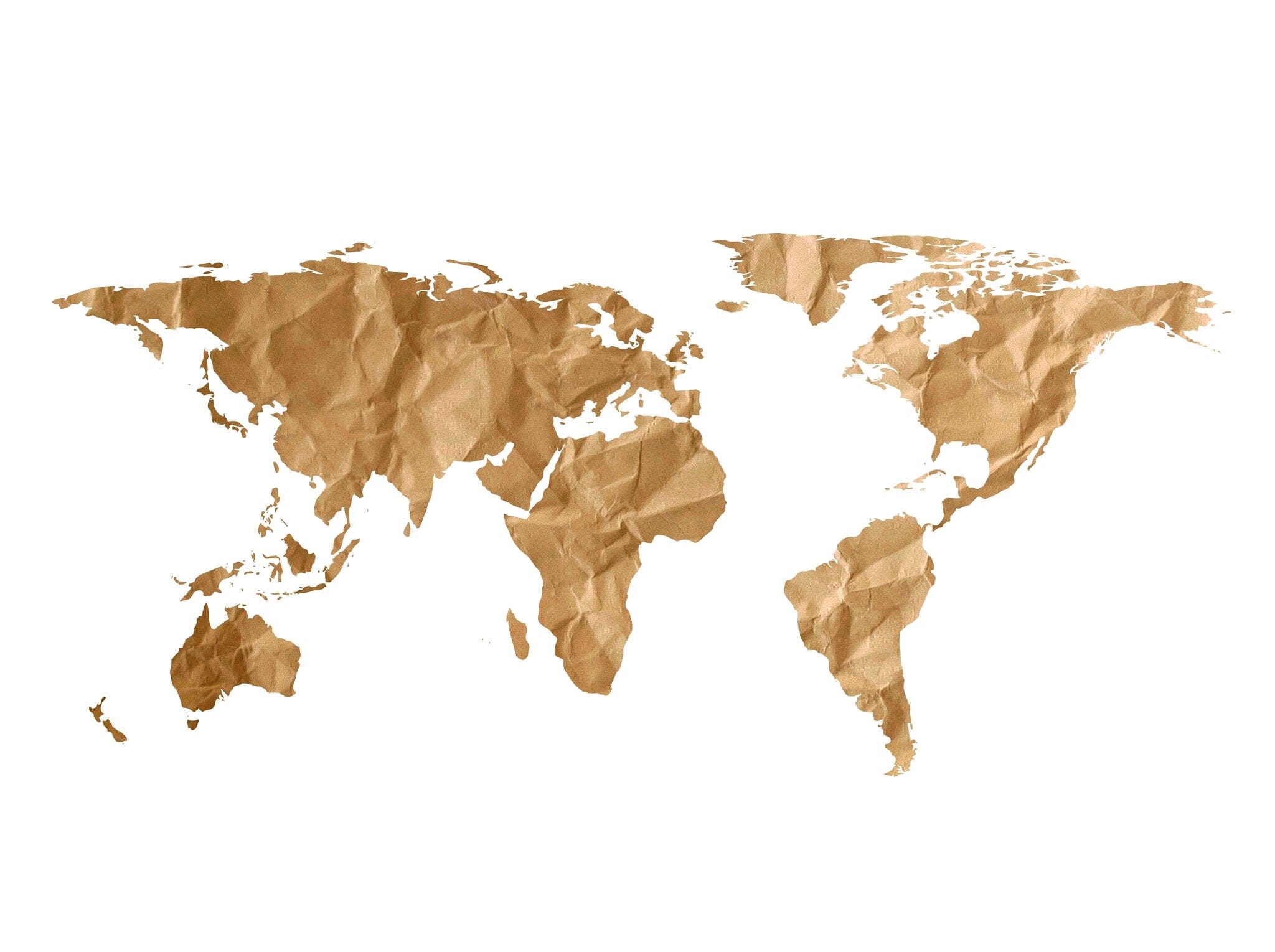 Crumpled Paper World Map Wall Mural - Peel and Stick Wall Murals