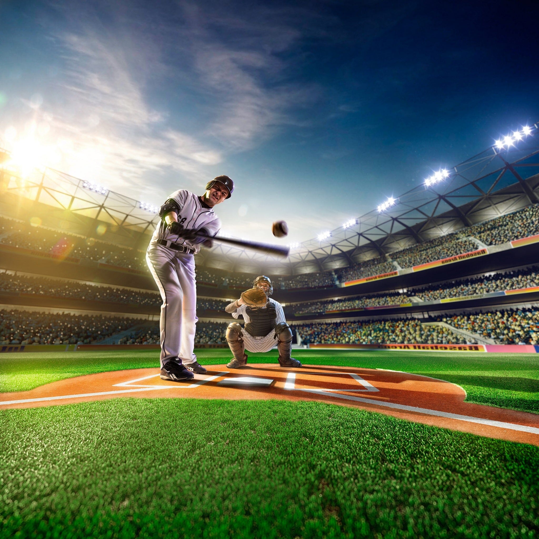 Baseball Players on Grand Field Wall Mural - Peel and Stick Wall Murals