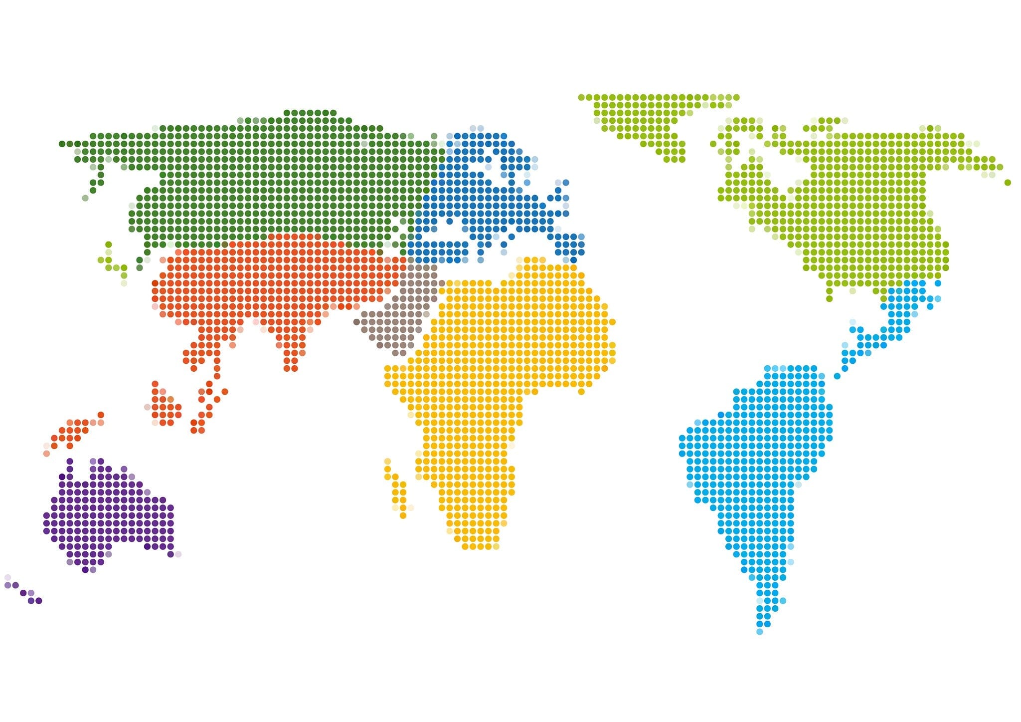 World Map With Continents Wall Mural - PASWM