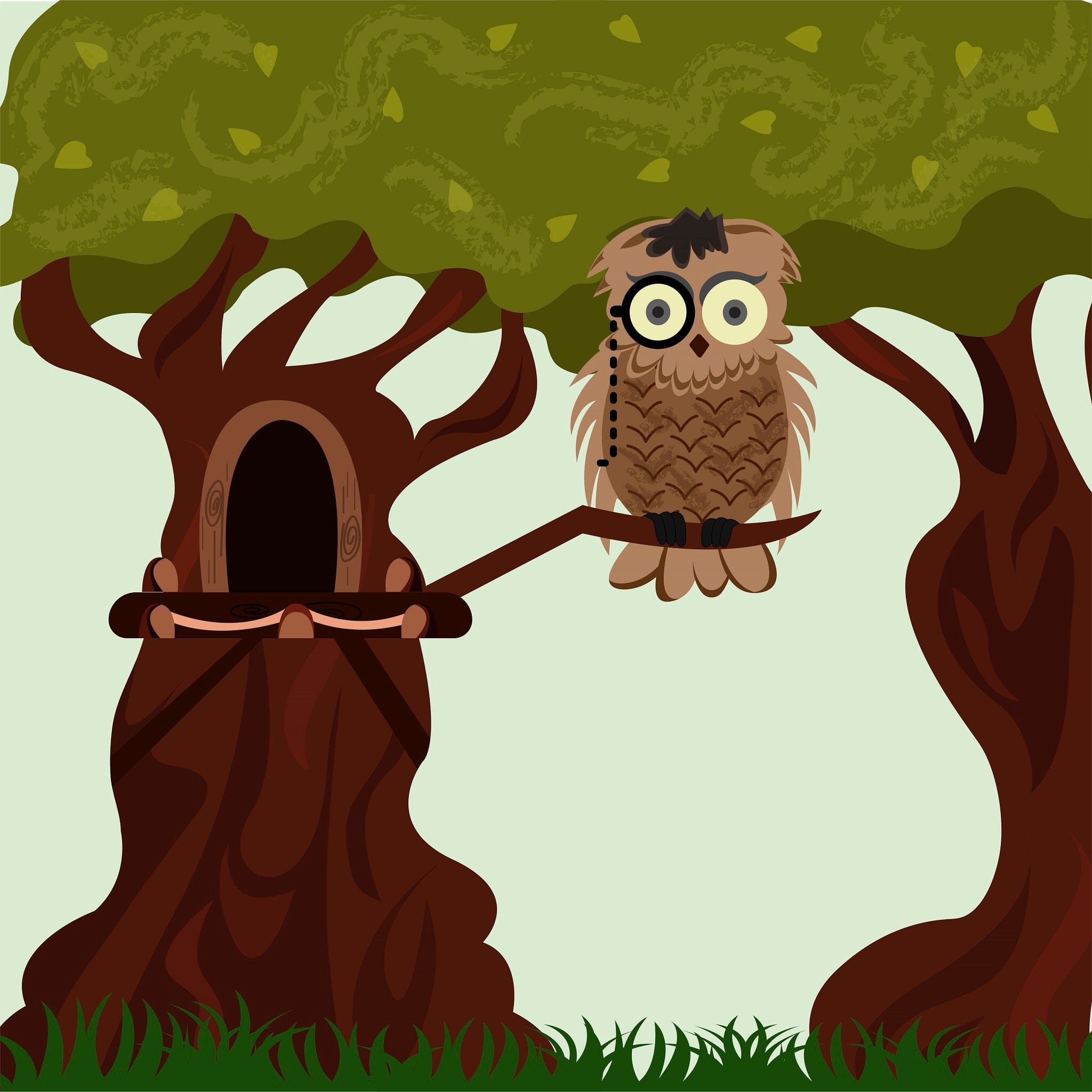 Monocle Owl Wall Mural - Peel and Stick Wall Murals