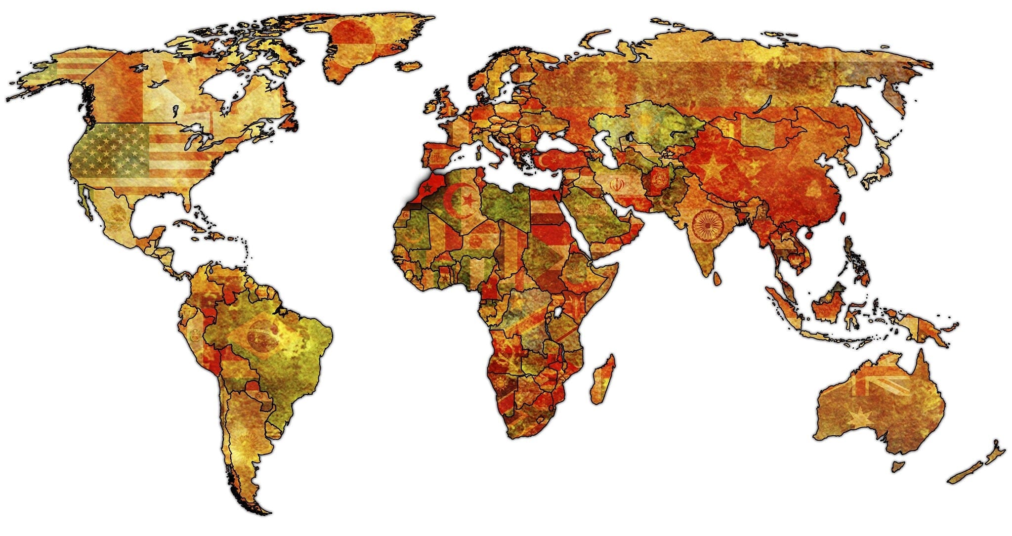 Morocco on World Map Wall Mural - PASWM