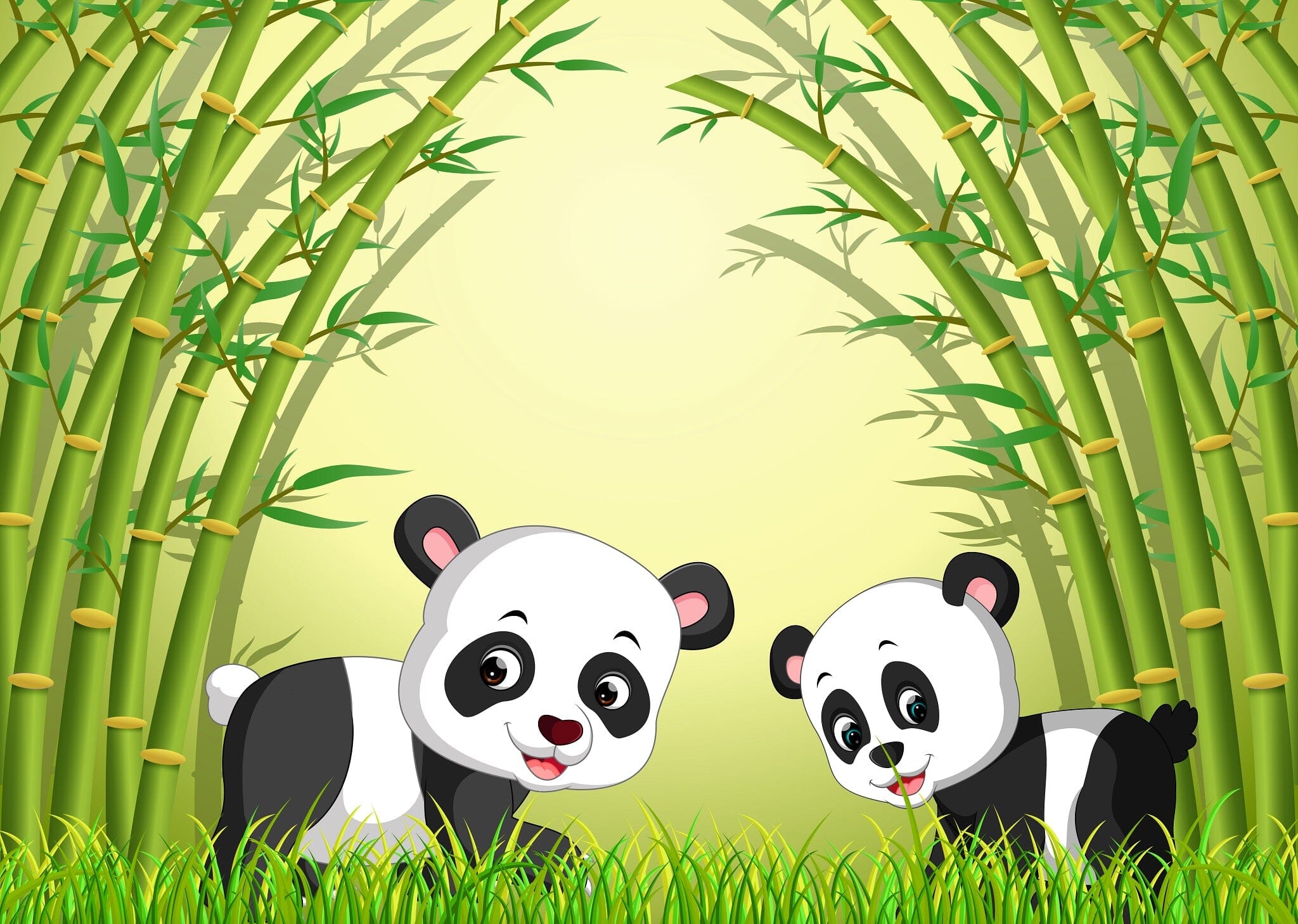 Two Cute Pandas Wall Mural - Peel and Stick Wall Murals