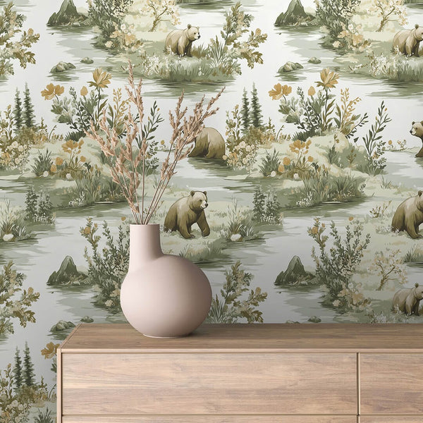 Wilderness Bears Wall Mural - Peel and Stick Wall Murals