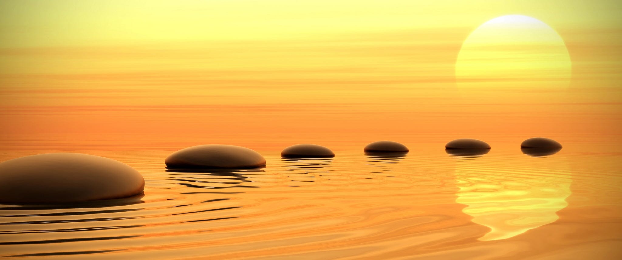 Zen Path of Stones on Sunset Wall Mural - PASWM